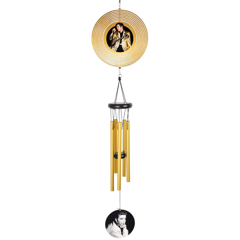 House of Hampton® Gold-Toned Elvis Presley Metal Windchime | Wayfair